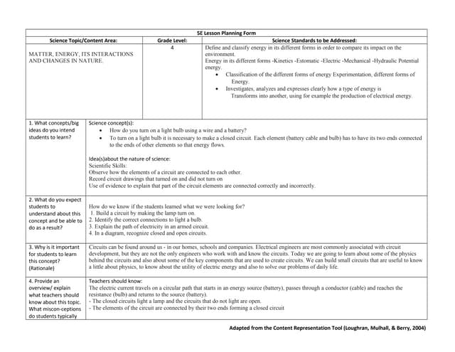 science 8 electricity lesson plan | DOCX