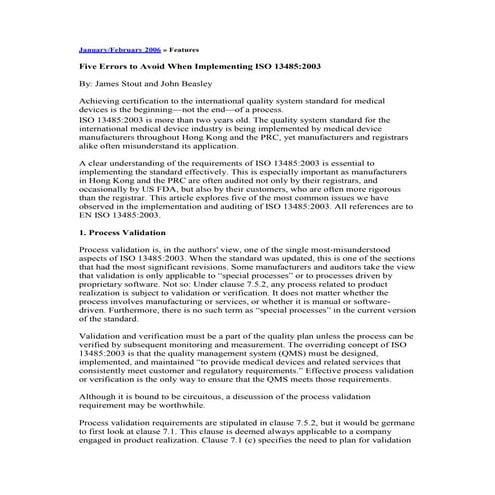 5 Errors To Avoid When Implementing Iso 13485 | DOCX
