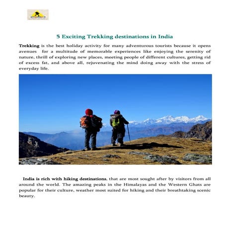 5 Exciting Trekking destinations in India | PDF