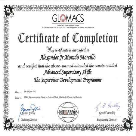 Glomacs Supervisory Skills Certificate | PDF