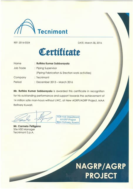 KBR SAUDI KAYAN EXP CER | PDF