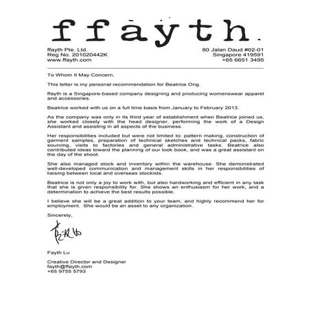 Reference letter_Beatrice Ong | PDF