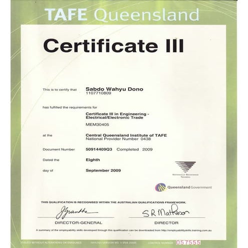 TAFE sertificat | PDF