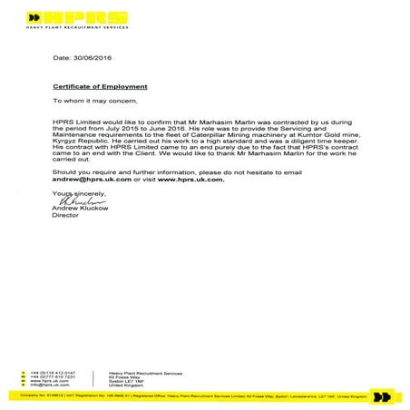 Employment Letter | PDF