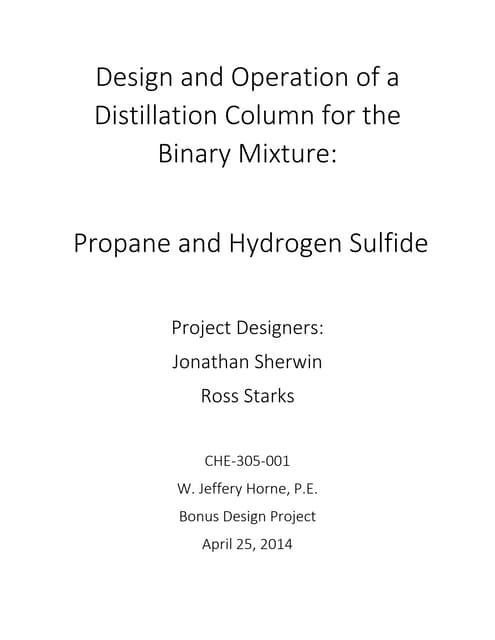 Distillation column design | PDF | Chemistry | Science