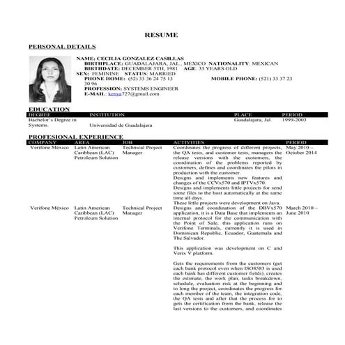 Resume_Cecilia_Gonzalez | DOC | Operating Systems | Computer Software and Applications
