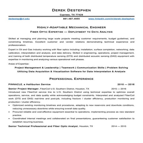 DeStephen Derek RESUME | DOC | Business | Business and Finance
