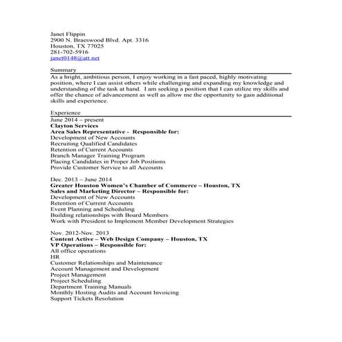 JF Resume | DOC | Sales | Business