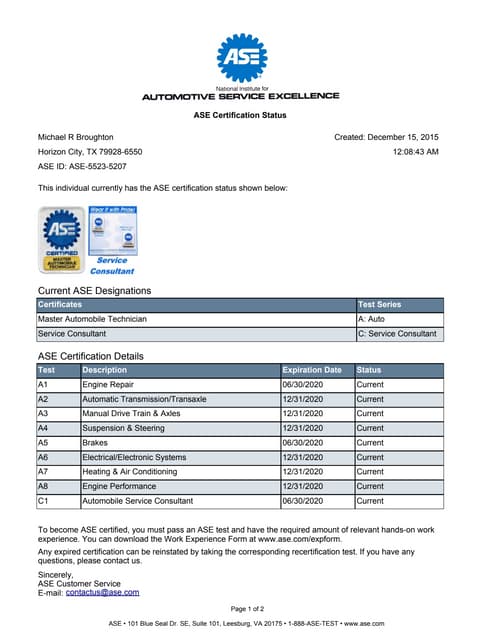 Certification Status | PDF
