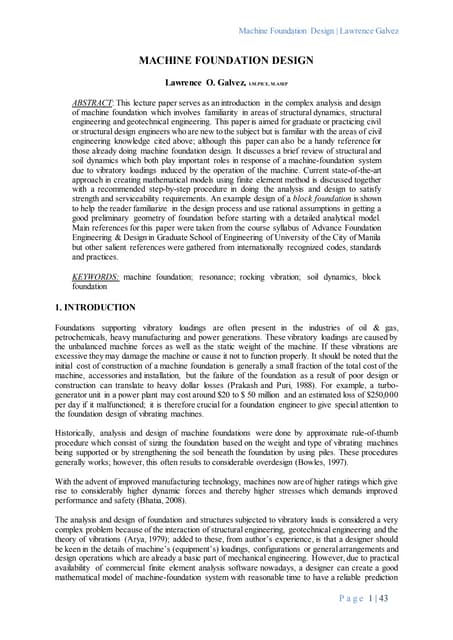 Dynamic analysis and structural design of turbine generator foundations(1) | PDF