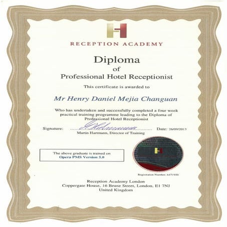 Reception Academy Diploma | PDF