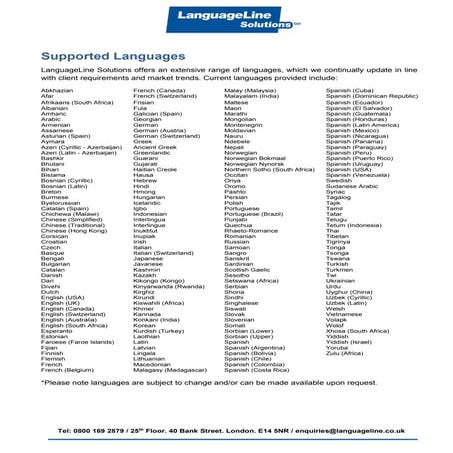 Supported Languages | PDF