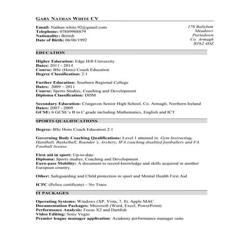 Nathan White CV | PDF