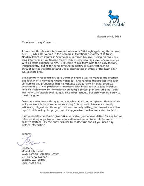 Reference Letter- Roche | PDF