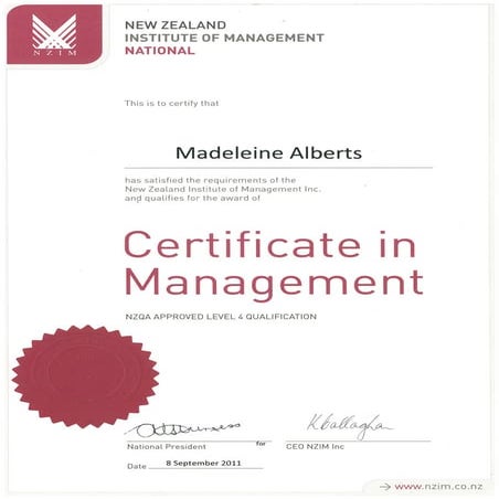 Certificate in Management | PDF