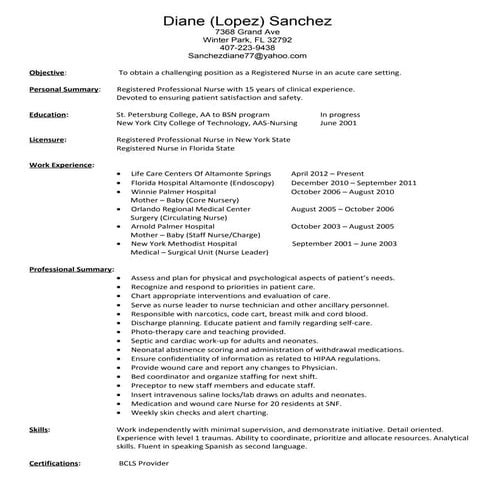 Nursing resume | DOC