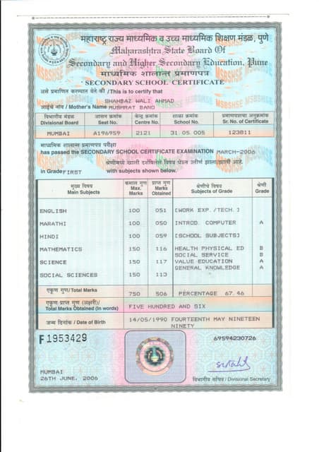 SSC_Mark_Sheet | PDF