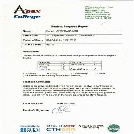 English Certificate Apex College | PDF