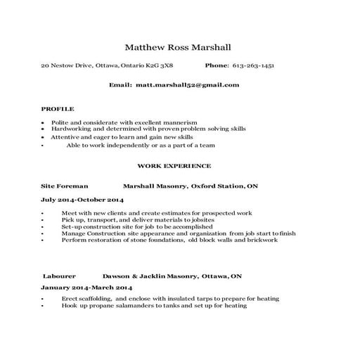 M Marshall Resume 2015 | DOCX