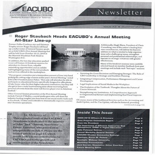 EACUBO Newsletter Spotlight on Karen Pedano | PDF