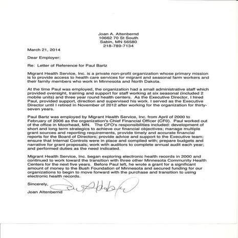 Paul Bartz Recommendation Letter 2 | PDF