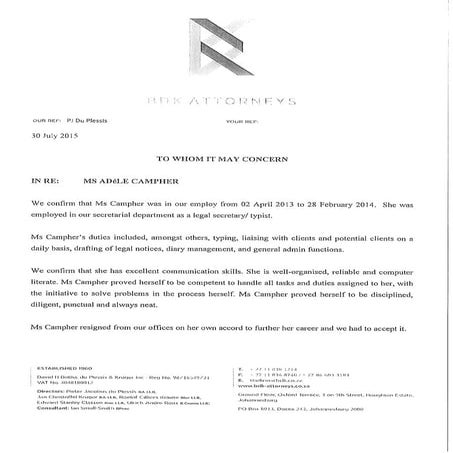 BDK Reference Letter | PDF