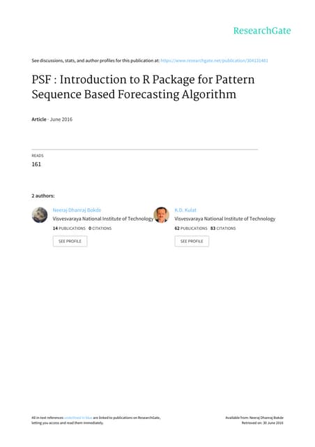 Psf Introduction To R Package For Pattern Sequence 1 Pdf