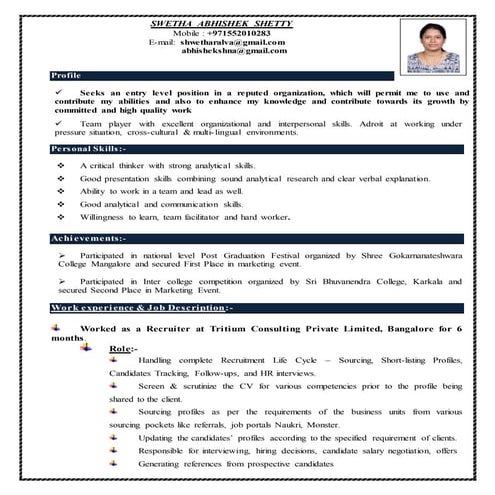 SWETHA CV | PDF