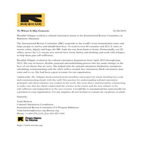 Ms.Brendah Ndagire's Recommendation Letter | PDF