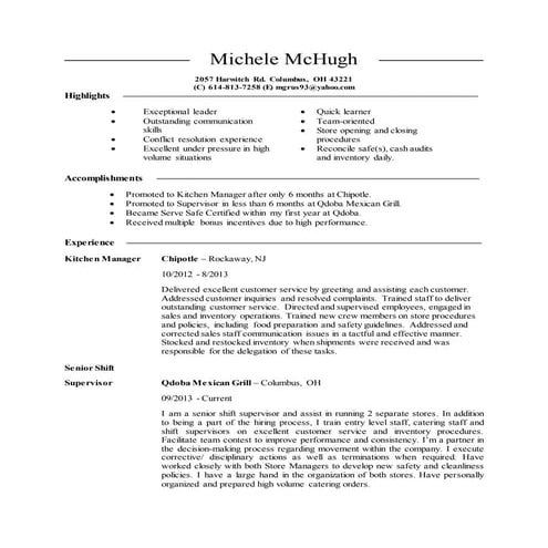 Michele Resume | DOCX