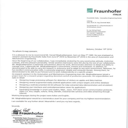 RecommendationLetter Fraunhofer | PDF