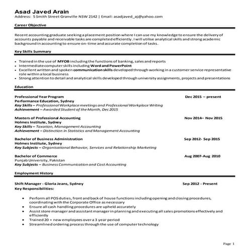 Muhammad Asad Javed Arain 23762 JR Resume | PDF