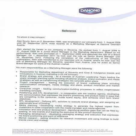 Danone Reference Letter | PDF