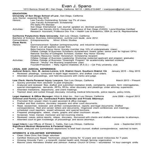3Legal Resume - Evan J Spano | DOCX