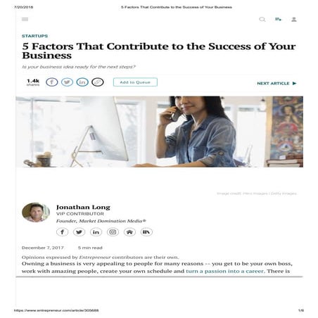 5 factors that contribute to the success of your business | PDF