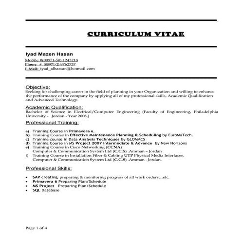 Planning Engineer CV | DOCX