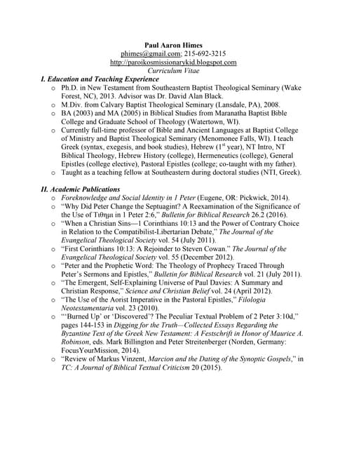 Paul Himes presentations