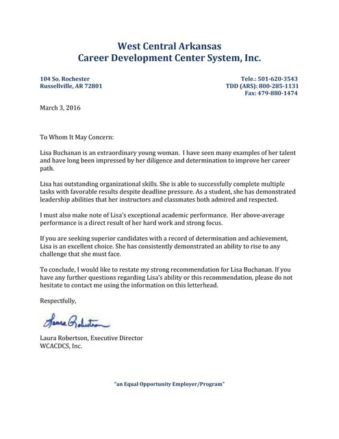 Lisa Chandler_Letter of Recommendation_Prof Wendy Finlay | PDF