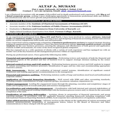 CV- Altaf A. Musani | PDF | Business Accounting & Finance | Business