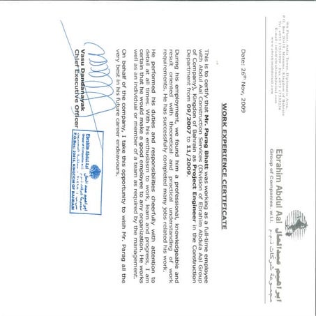 7. Experience Certificate - ACS | PDF