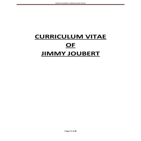 Jimmy Joubert CV | PDF