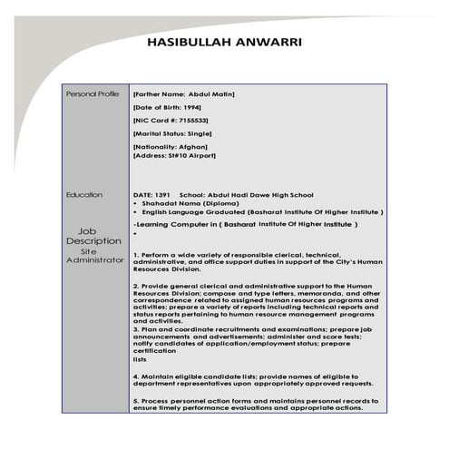 Hasib CV | DOCX | Careers