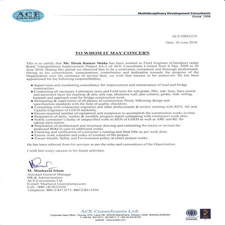 ACE Certificate | PDF