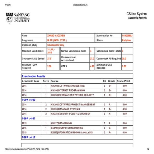NTU_Transcripts | PDF