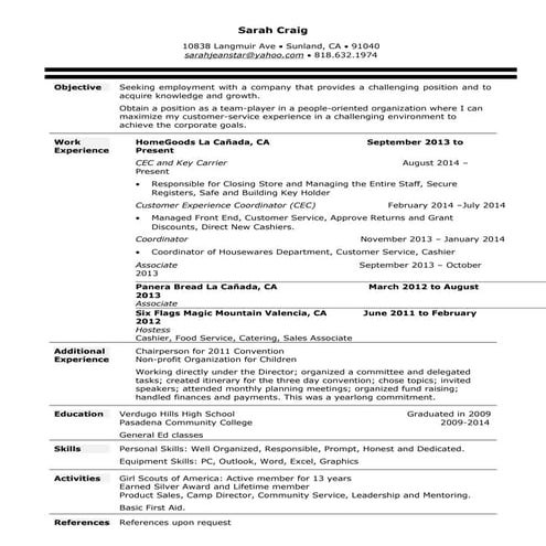 Sarah Craig Resume | PDF
