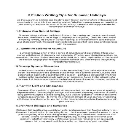5 Fiction Writing Tips for Summer Holidays.ppt