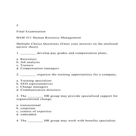5Final ExaminationBAM 411 Human Resource Management.docx | Sexual ...