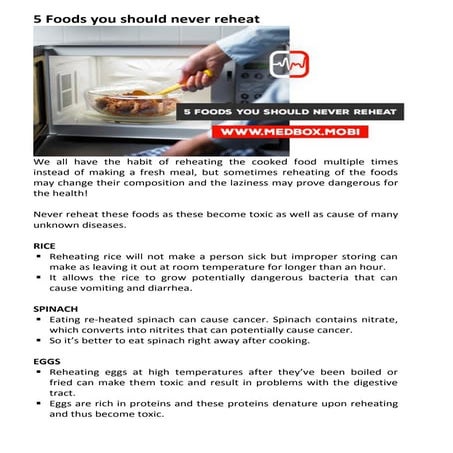 5 foods you should never reheat | PDF
