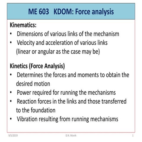 #5 force analysis in mechanisms | PPT