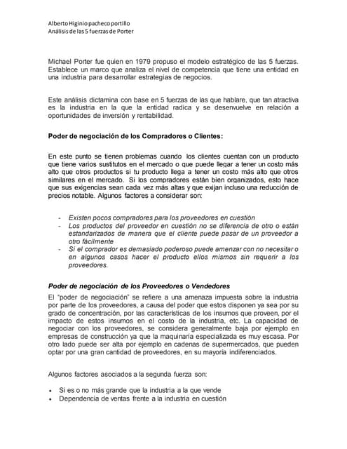 El modelo de las 5 fuerzas de porter | PDF